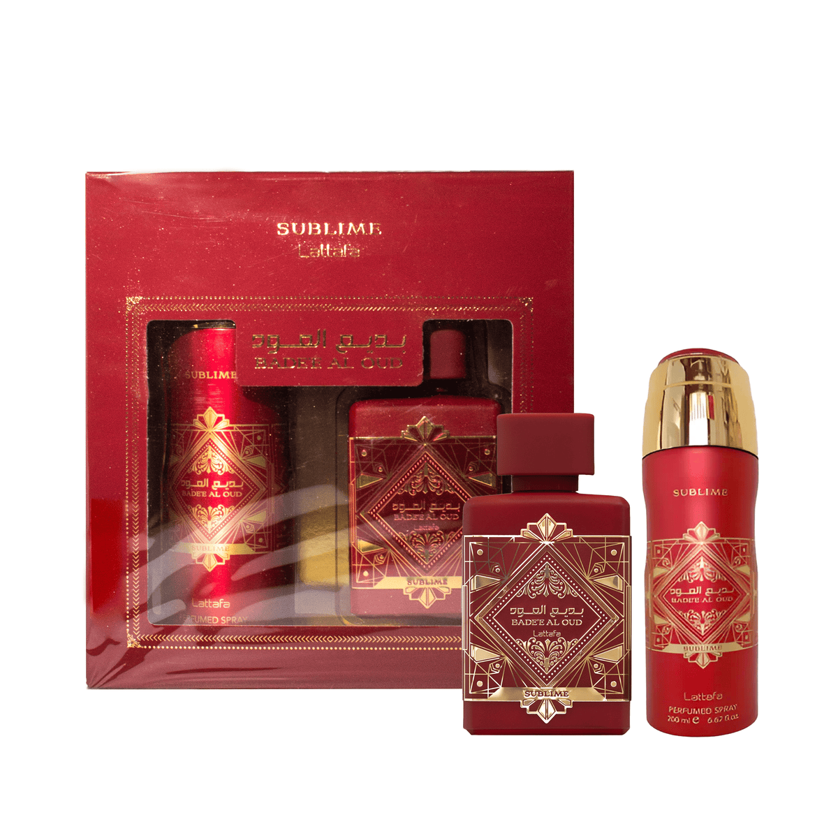 Lattafa Set Badee Al Oud Sublime EDP 100 ML + Deo Spray 200 ML (U ...