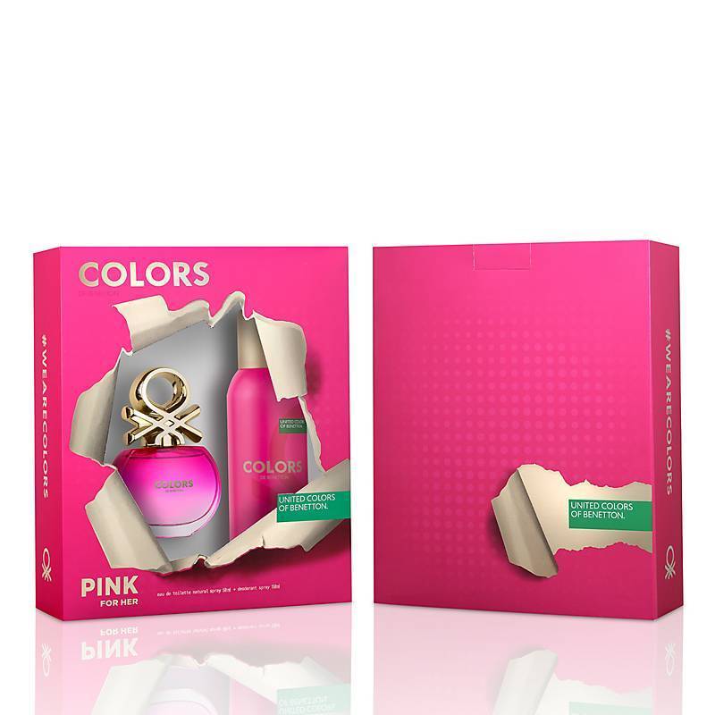 Benetton Colors Pink Set EDT 50 ML + Deo 150 ML (M) — Elite Perfumes